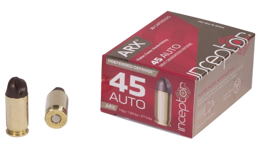 PolyCase Inceptor ARX .45 ACP 118 gr - Non-Expanding Self-Defense Ammo
